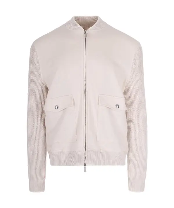Eleventy Zipped Cardigan With Flap Pockets - White