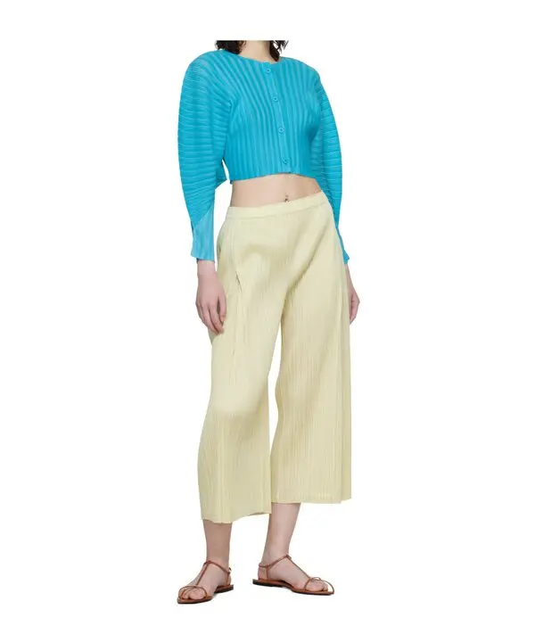 PLEATS PLEASE BY ISSEY MIYAKE Blue Pleated Knit Cardigan