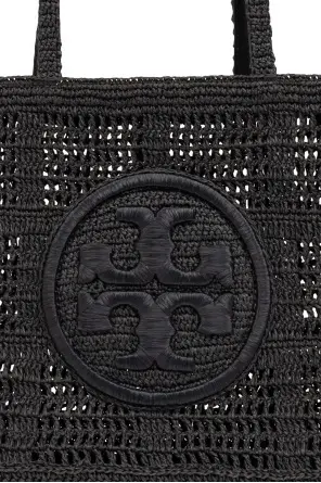 Tory Burch Ella Raffia Tote Bag - Black