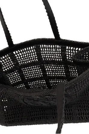 Tory Burch Ella Raffia Tote Bag - Black