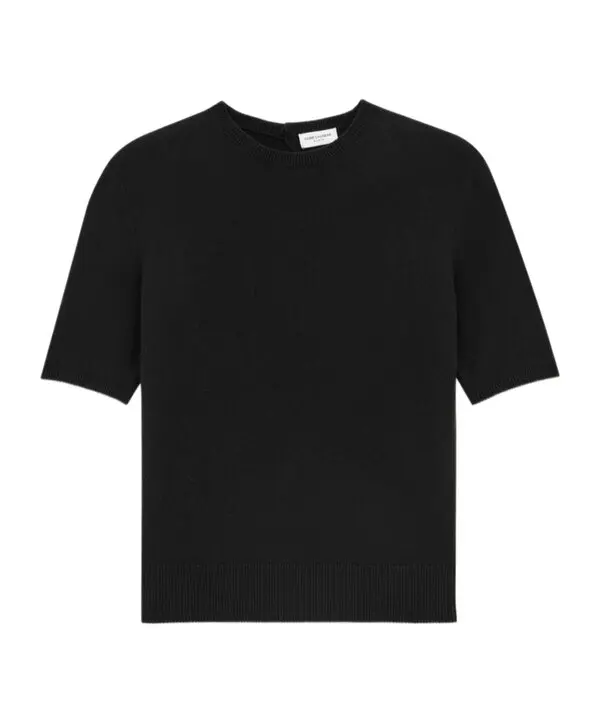 Saint Laurent Crewneck Knitted T-shirt With Satin Shoulders