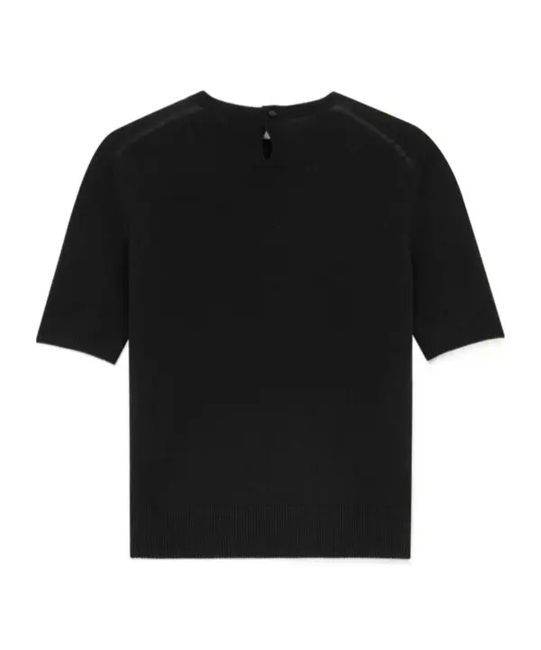 Saint Laurent Crewneck Knitted T-shirt With Satin Shoulders