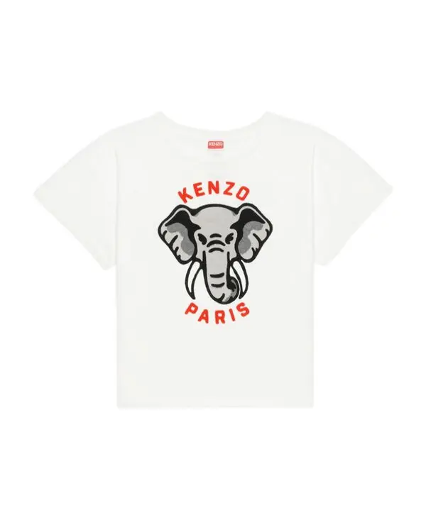 Kenzo Elephant Embroidered Crewneck T-shirt - White