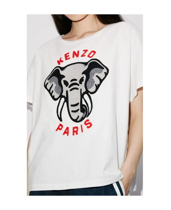 Kenzo Elephant Embroidered Crewneck T-shirt