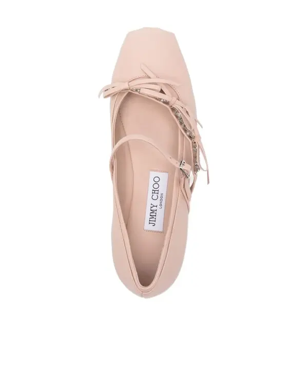 JIMMY CHOO Round-toe Ballet Flats With Crystal Embellishments