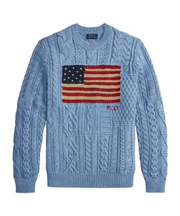 Polo Ralph Lauren Flag Motif Cable Knit Sweater