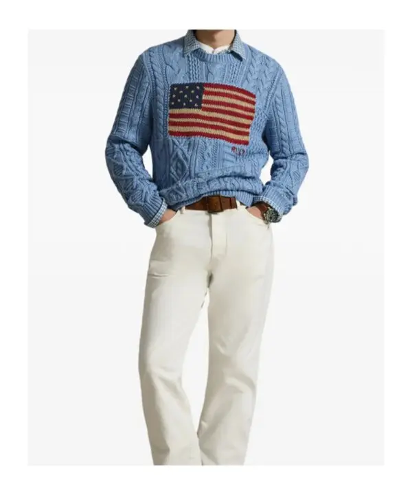 Polo Ralph Lauren Flag Motif Cable Knit Sweater