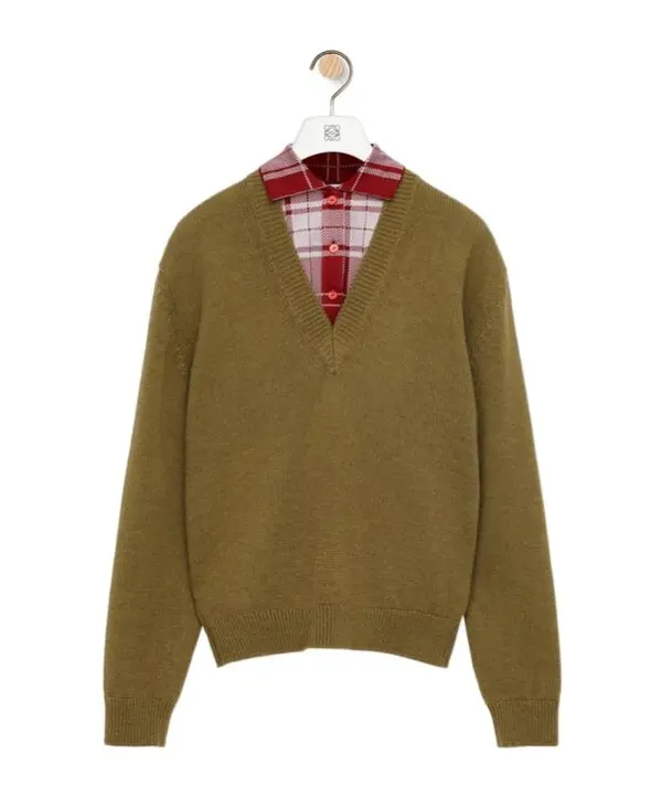 Loewe Trompe L'oeil Sweater In Wool And Silk - Green