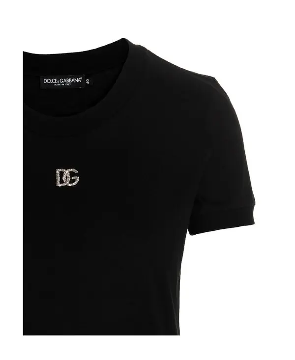 Dolce & Gabbana Logo Embellished Round Neck Top