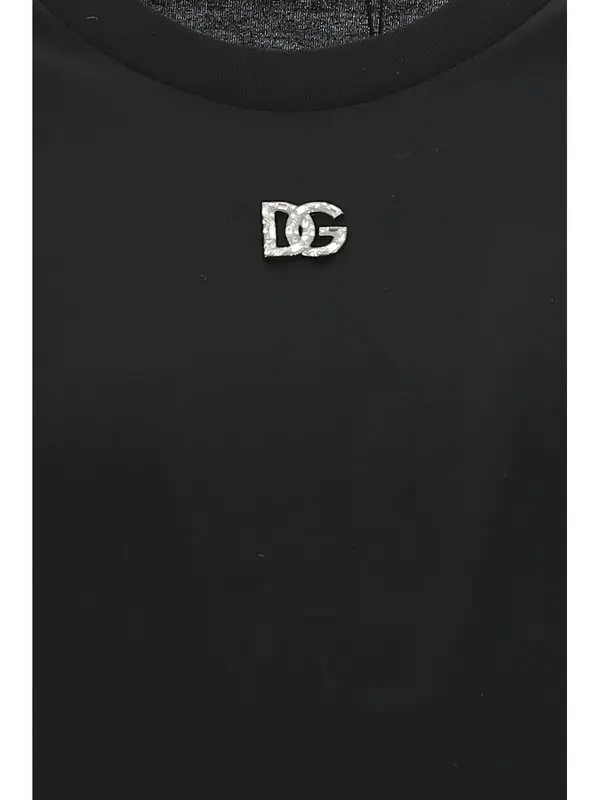 Dolce & Gabbana Logo Embellished Round Neck Top
