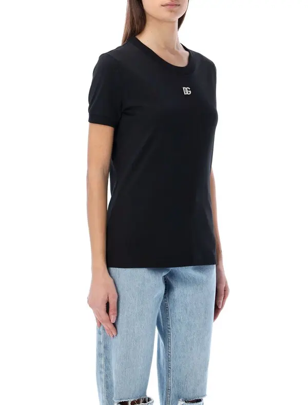 Dolce & Gabbana Logo Embellished Round Neck Top