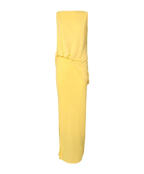Jacquemus La Robe Peplo Longue Draped Long Dress