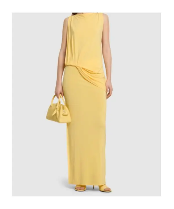 Jacquemus La Robe Peplo Longue Draped Long Dress