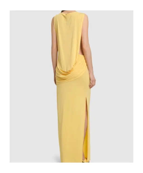 Jacquemus La Robe Peplo Longue Draped Long Dress