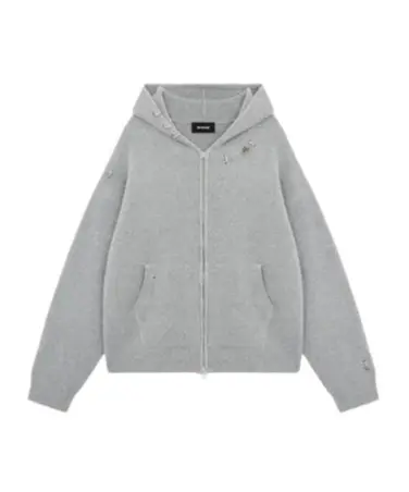 We11Done Oversized Wool Blend Knit Hooded Sweatshirt - Grey
