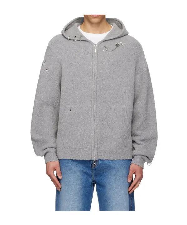 We11Done Oversized Wool Blend Knit Hooded Sweatshirt
