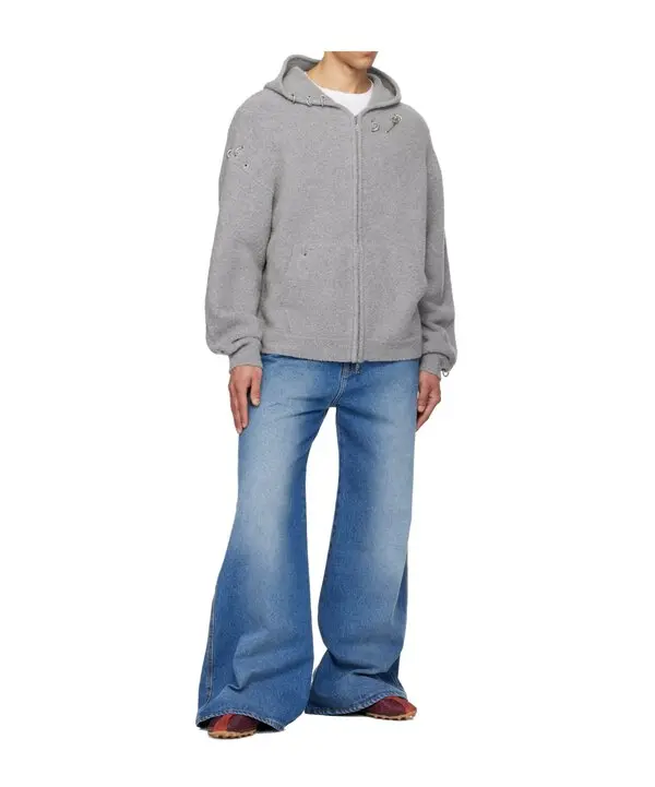 We11Done Oversized Wool Blend Knit Hooded Sweatshirt