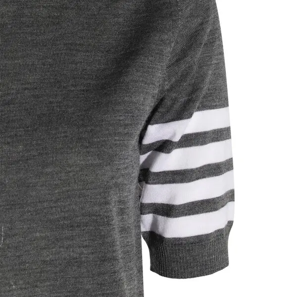 Thom Browne 4 Bar Sheer Sleeved Fine-knitted T-shirt - Medium Gray