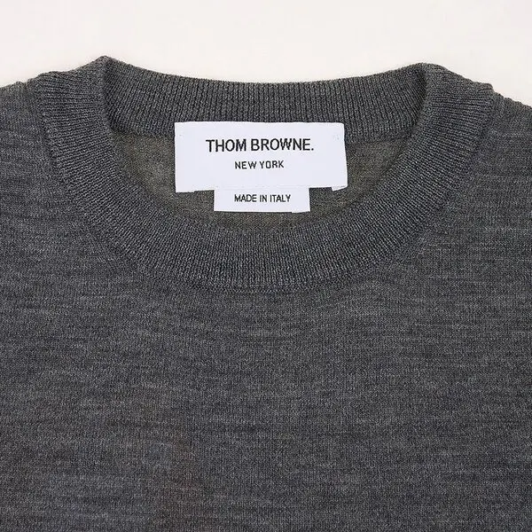 Thom Browne 4 Bar Sheer Sleeved Fine-knitted T-shirt - Medium Gray