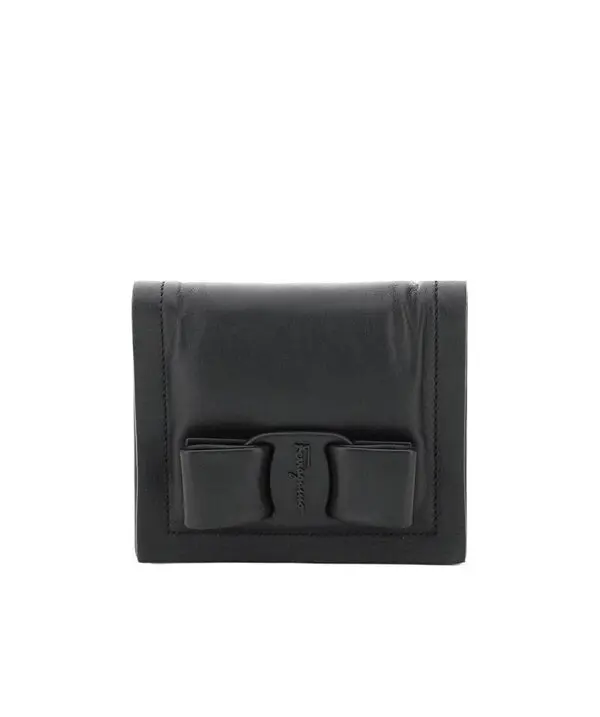FERRAGAMO Bow-detail Leather Wallet - Black