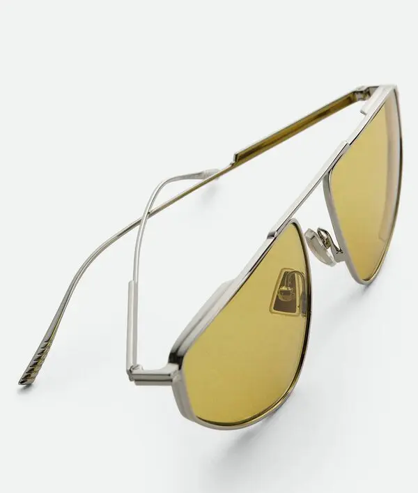 Bottega Veneta Classic Aviator Sunglasses - Silver/yellow