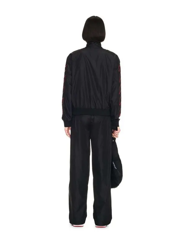 Off-White Logo Embroidered Zip-up Bomber Jacket - Black