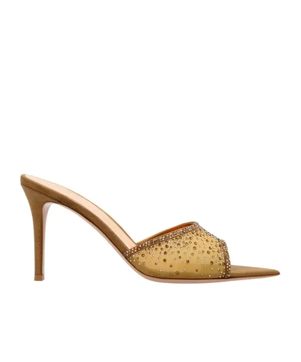 GIANVITO ROSSI Rania Embellished Stiletto Sandals - Beige
