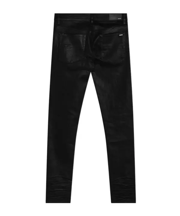 Amiri Cropped Slim Fit Jeans With Leather Inserts - Black
