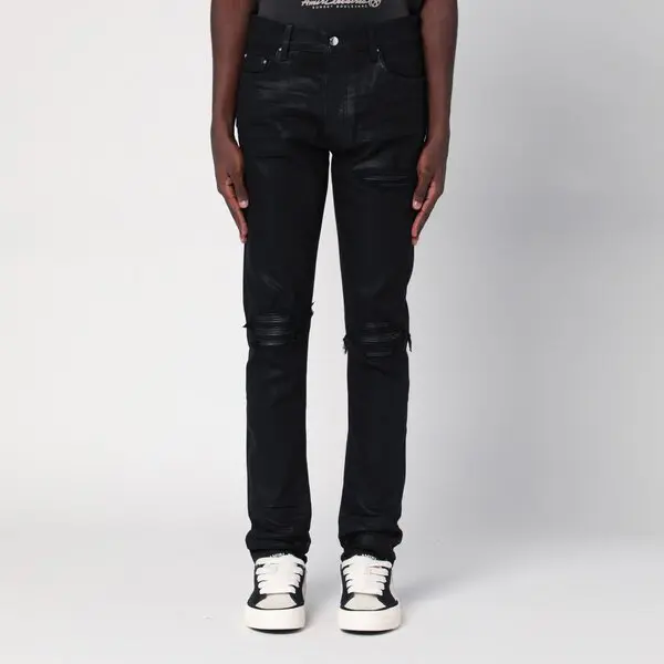 Amiri Cropped Slim Fit Jeans With Leather Inserts
