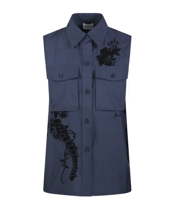 P.a.r.o.s.h Sleeveless Embroidered Shirt - Blue