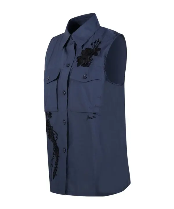 P.a.r.o.s.h Sleeveless Embroidered Shirt - Blue