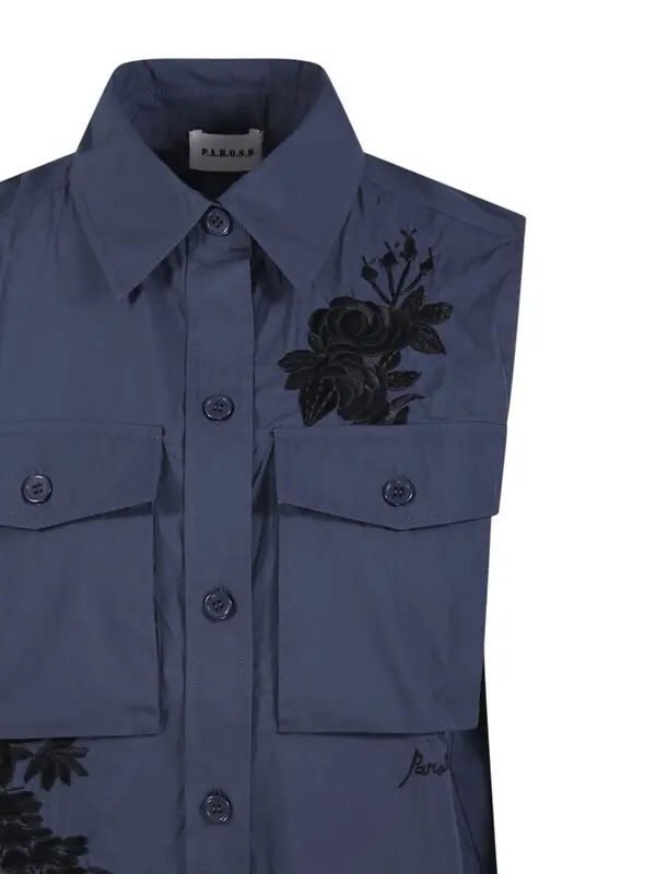 P.a.r.o.s.h Sleeveless Embroidered Shirt - Blue