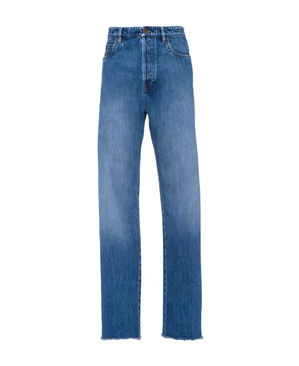 Miu Miu Five-pocket Denim Jeans With Embroidered Logo Detail - Blue
