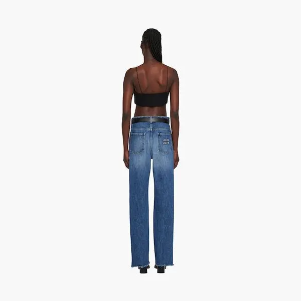 Miu Miu Five-pocket Denim Jeans With Embroidered Logo Detail - Blue