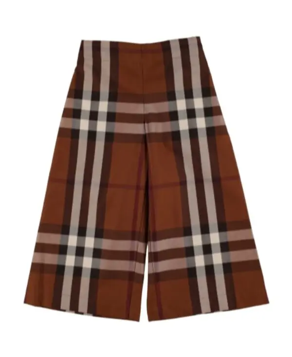 Burberry Plaid Printed Wide-leg Trousers - Brown