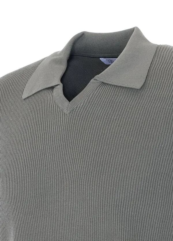 Brunello Cucinelli Fine-knitted Ribbed Polo Shirt