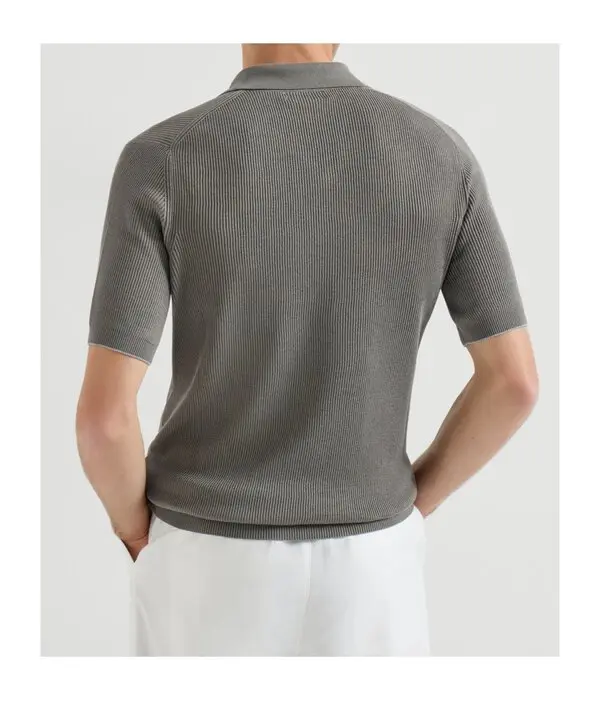 Brunello Cucinelli Fine-knitted Ribbed Polo Shirt