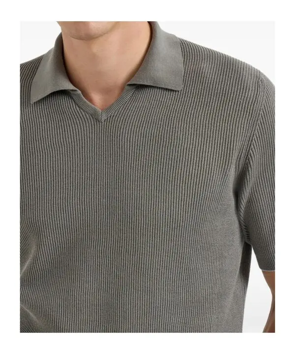 Brunello Cucinelli Fine-knitted Ribbed Polo Shirt
