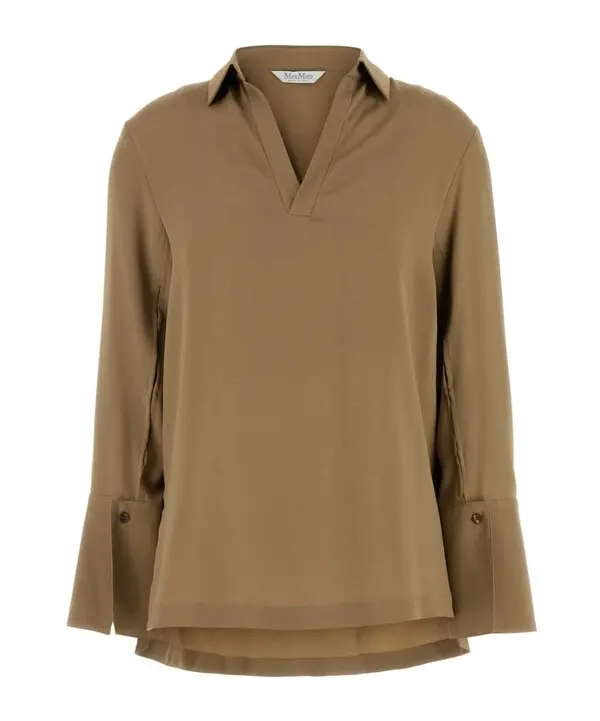 Max Mara Long Sleeve V-neck Top - Brown