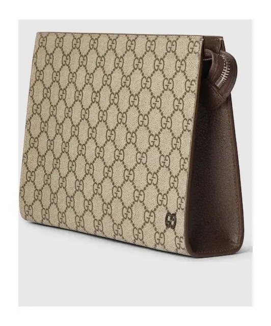 Gucci Monogrammed Canvas Clutch With Detachable Wristband