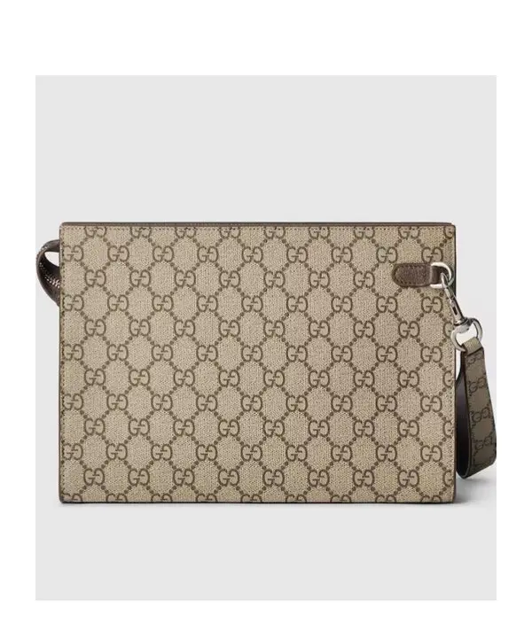 Gucci Monogrammed Canvas Clutch With Detachable Wristband