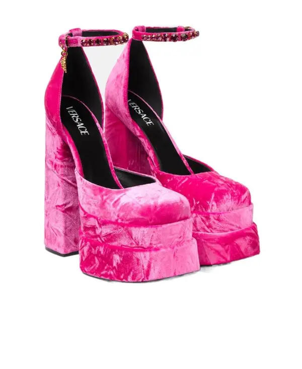 Versace Medusa Aevitas Embellished Platform Pumps - Pink
