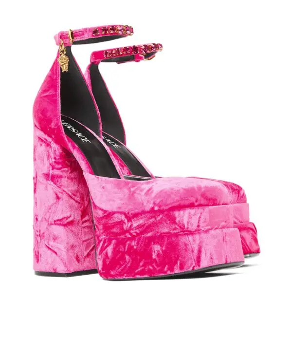 Versace Medusa Aevitas Embellished Platform Pumps - Pink