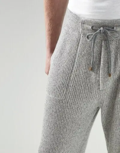 Brunello Cucinelli Cashmere Ribbed Joggers - Gray