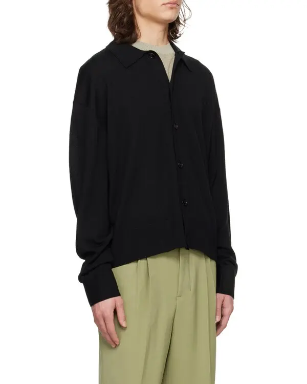 Ami Long-sleeved Button-up Cardigan - Black