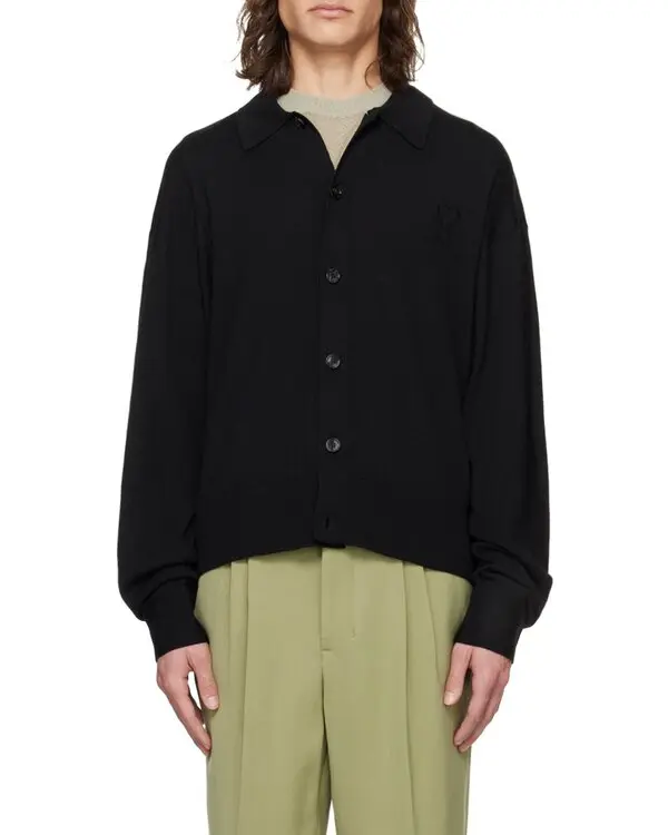 Ami Long-sleeved Button-up Cardigan - Black
