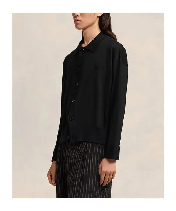 Ami Long-sleeved Button-up Cardigan - Black