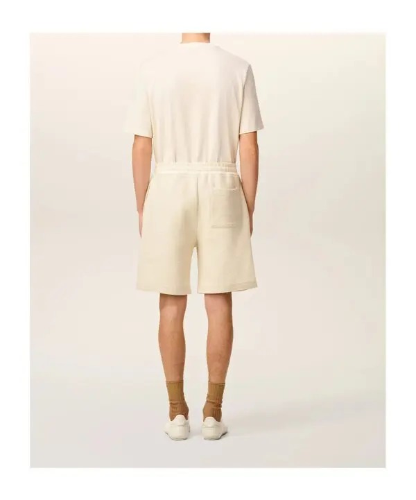 AMI Paris Curly Logo Detailed Bermuda Shorts - Ivory