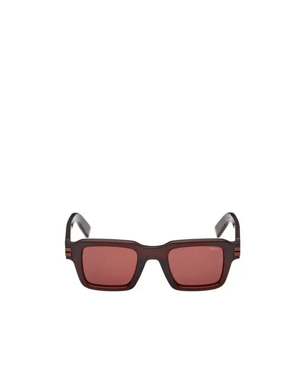 Zegna Rectangular Frame Sunglasses - Bordeaux
