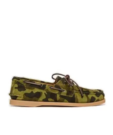 SCAROSSO Morgan Camo Boat Shoes - Green